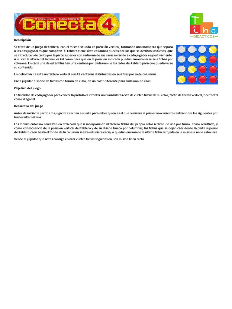 Instrucciones Conecta 4 (4 en Línea) | PDF