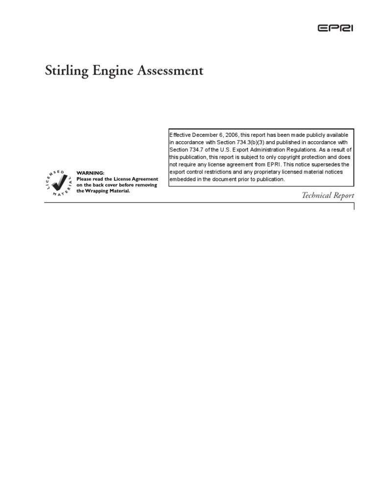 Stirling Engine Assessment | PDF | Internal Combustion Engine | Distributed Generation