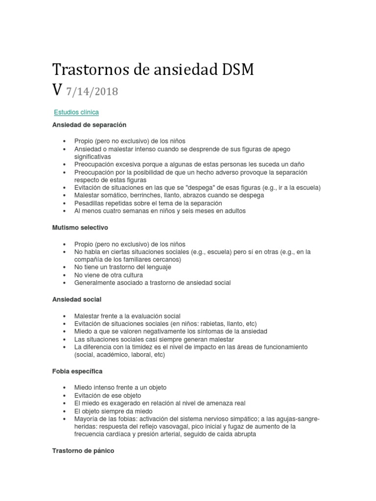 Trastornos de Ansiedad DSM V | PDF | Ataque de pánico | Ansiedad