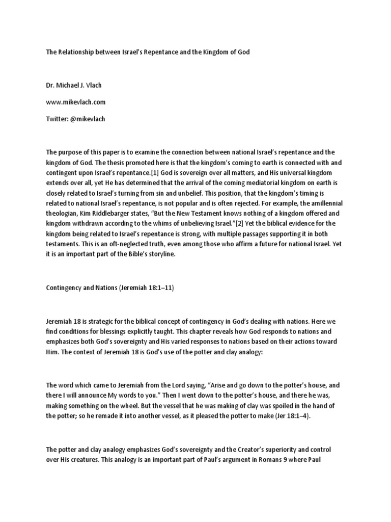 The Relationship Between Israel's Repentance and The Kingdom of God ...