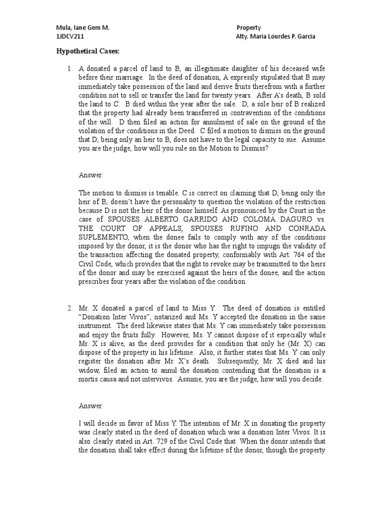 Hypothetical Cases | PDF | Deed | Real Property