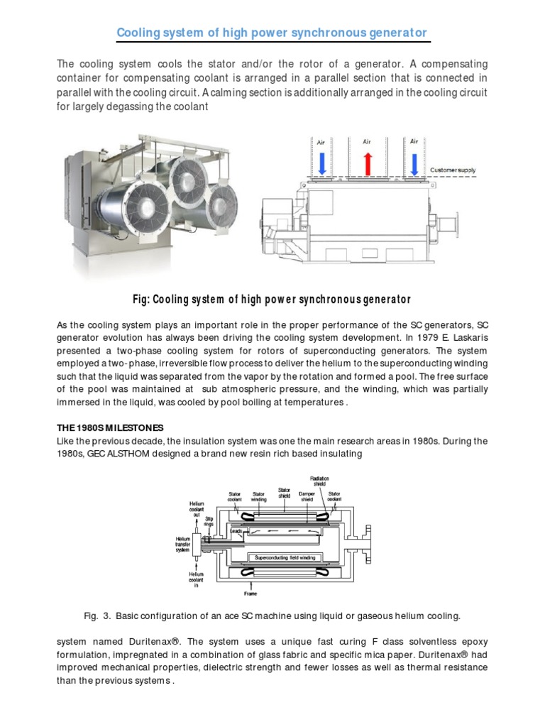 Cooling System of High Power Synchronous Generator | PDF | Air ...