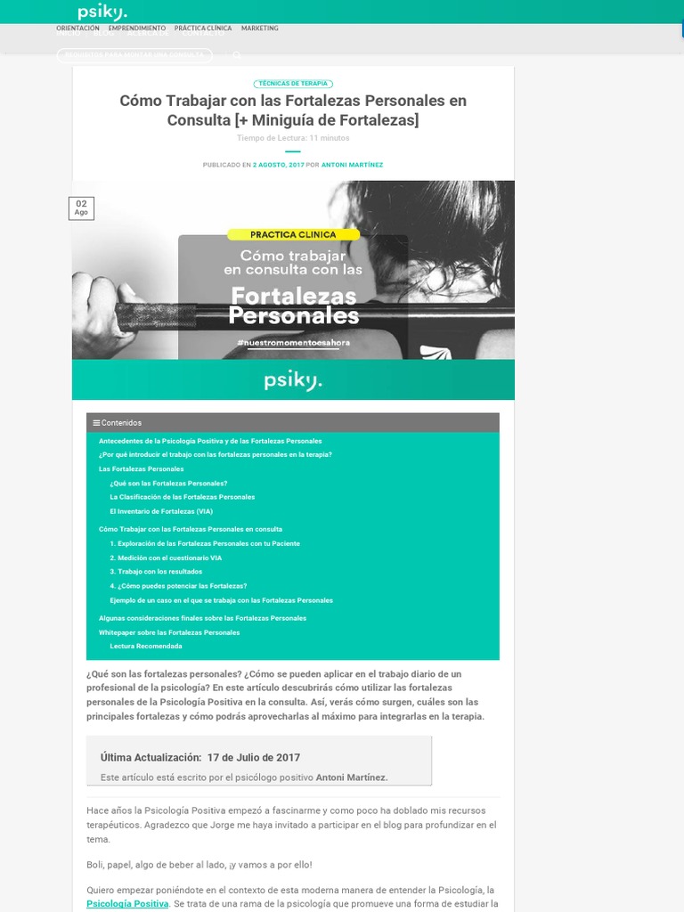 Cómo Trabajar Las Fortalezas Personales | PDF | Psicoterapia ...