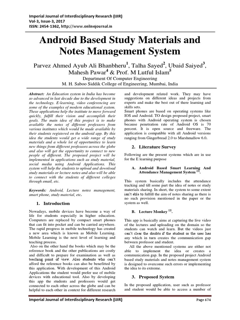 Android Based Study Materials and Notes Management System | PDF ...
