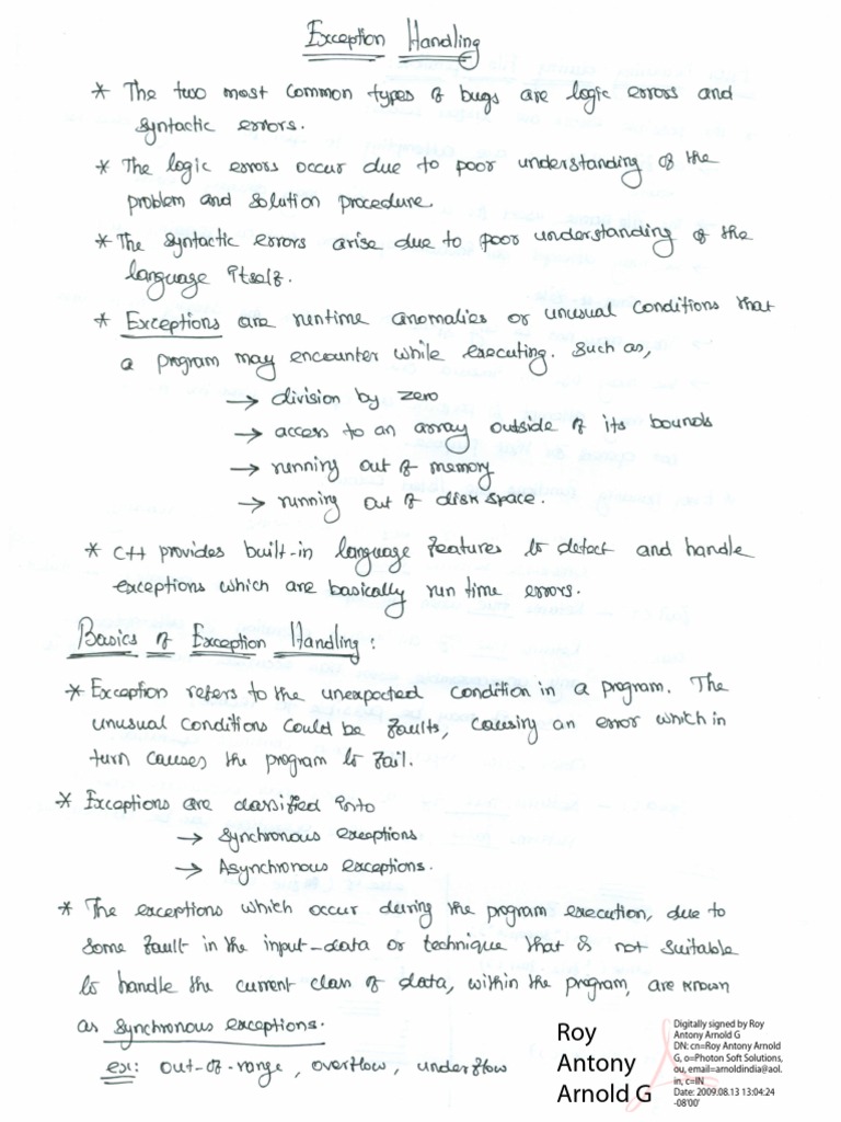 Exception Handling | PDF