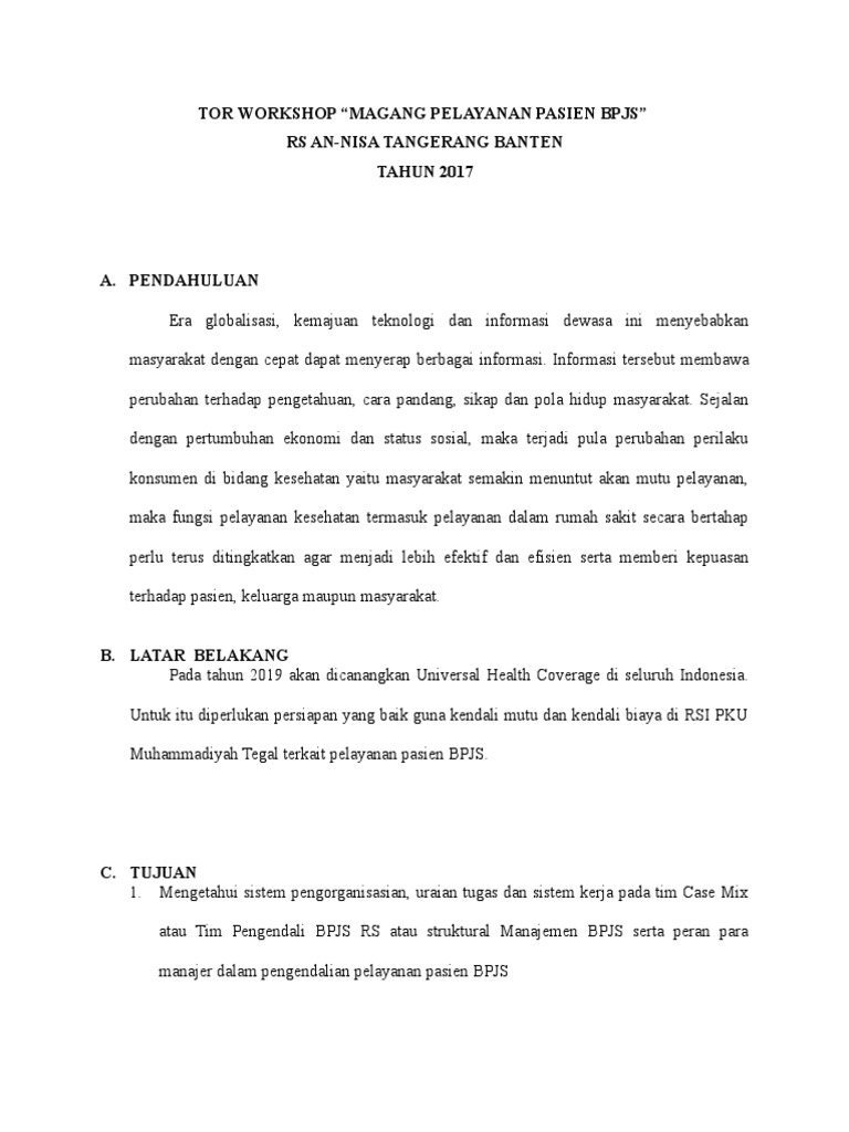 Tor Magang Rs Annisa Tangerang | PDF