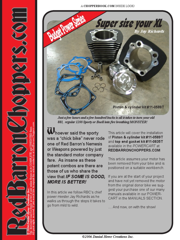 Red Barron Chopper Sporty Upgrade | PDF | Piston | Cylinder (Engine)