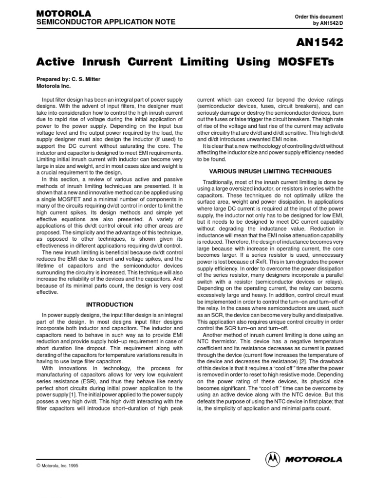 Active Inrush Current Limiter Design | PDF | Field Effect Transistor ...