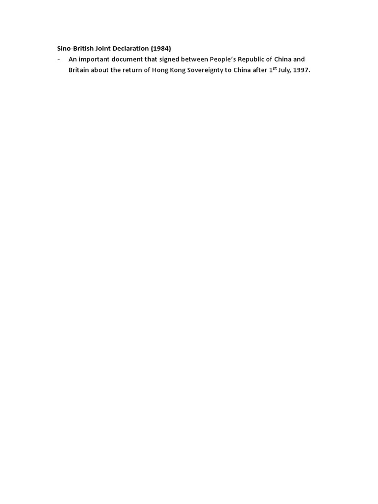 Sino-British Joint Declaration | PDF