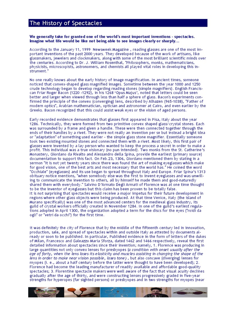 History of Spectacles | Download Free PDF | Glasses | Lens (Optics)