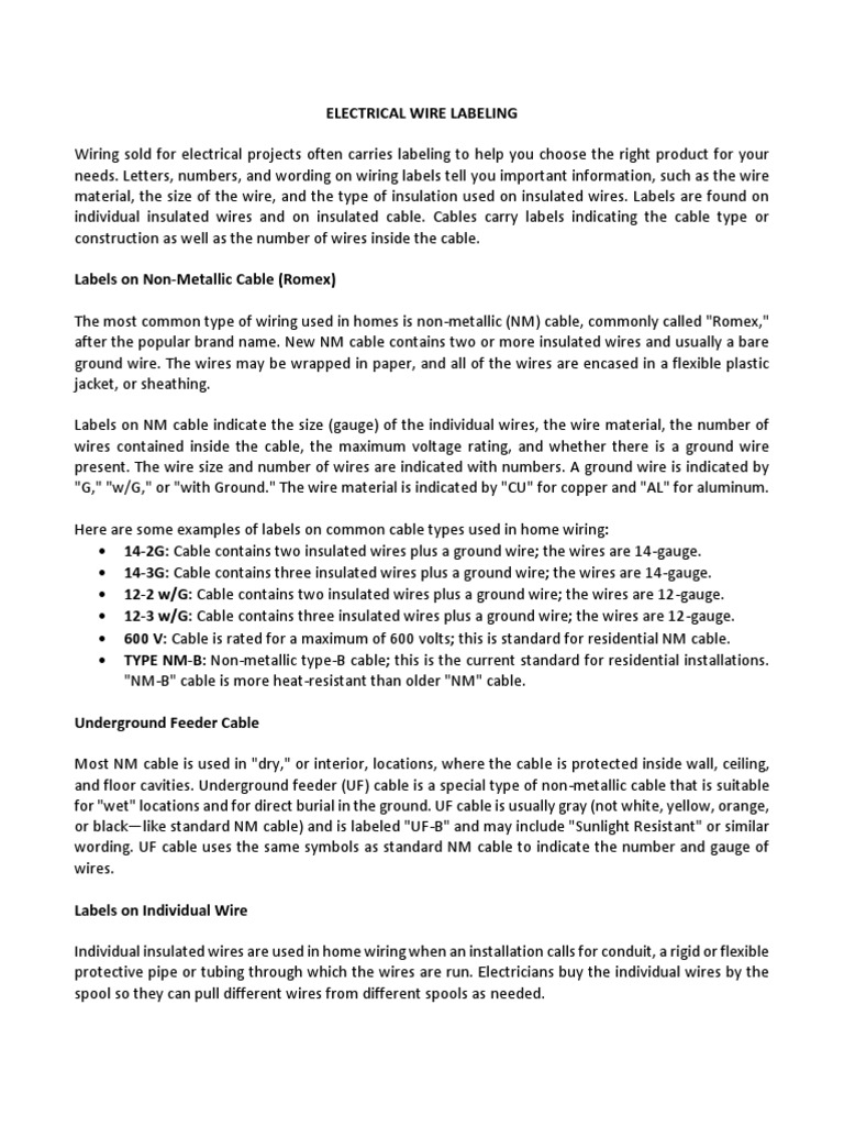 Electrical Wire Labeling | Electrical Wiring | Wire