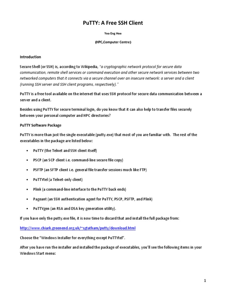 PuTTY SSH Client Guide & File Transfer Tips | PDF | Secure Shell | Command Line Interface