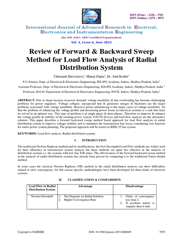 Backwardforward Sweep Algorithm Pdf International Standard Serial Number Electric Power 