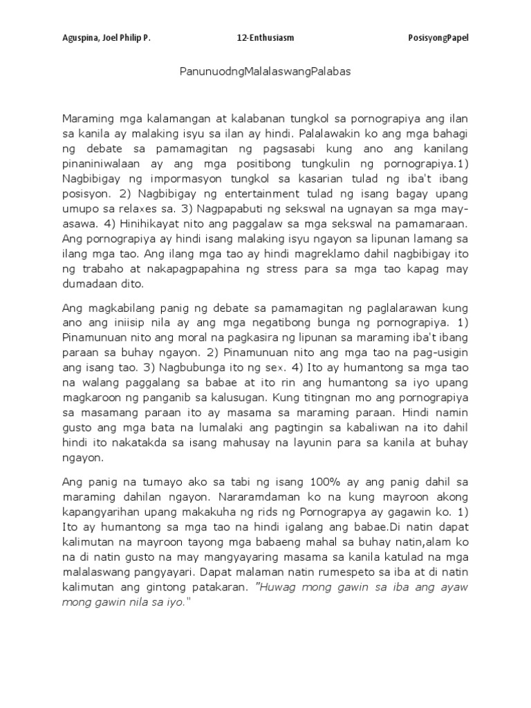 Panunuod NG Malalaswang Palabas | PDF