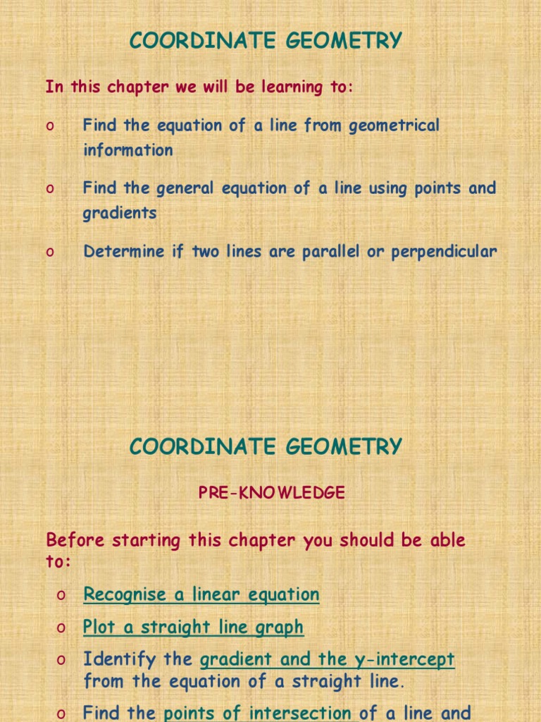 Part 1 - Coordinate Geometry - Introduction | PDF | Line (Geometry ...