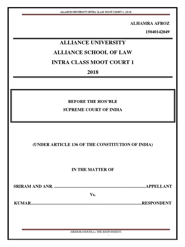 Moot Court 1 | PDF | Lawyer | Advocate