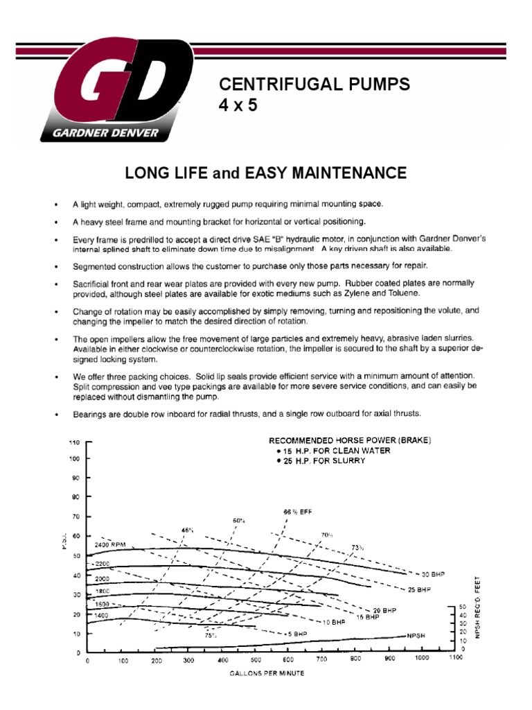 4x5 Centrifugal Pump | PDF | Turbomachinery | Hydraulics