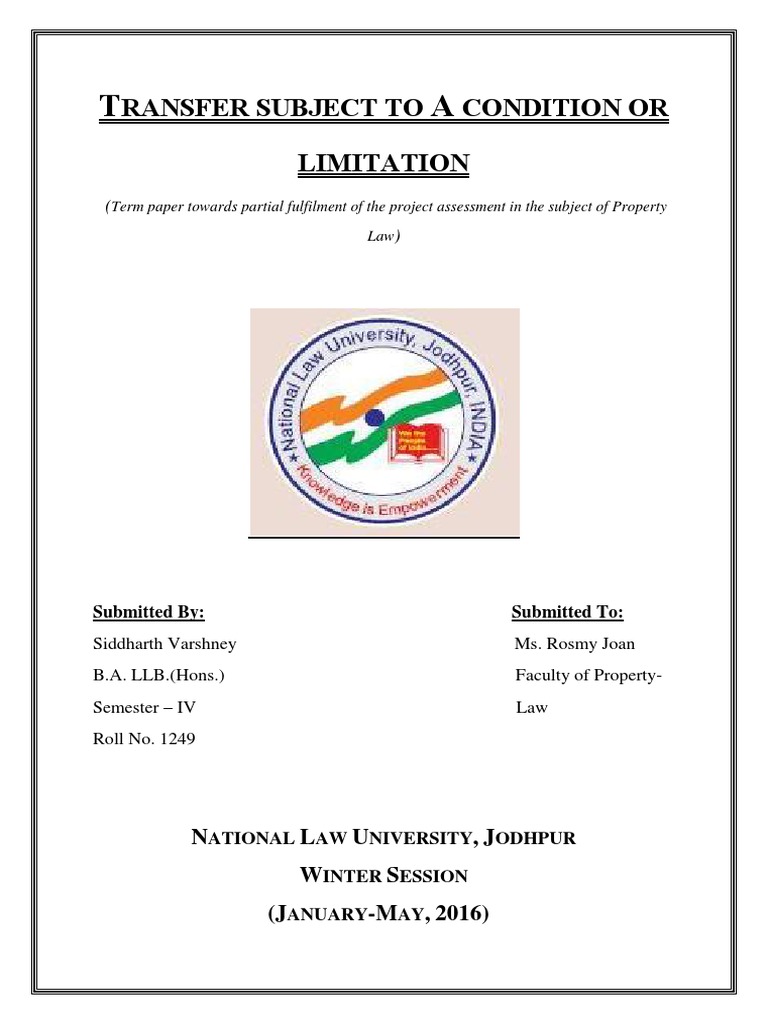 Transfer Subject To A Condition or Limitation | PDF | Lease | Property