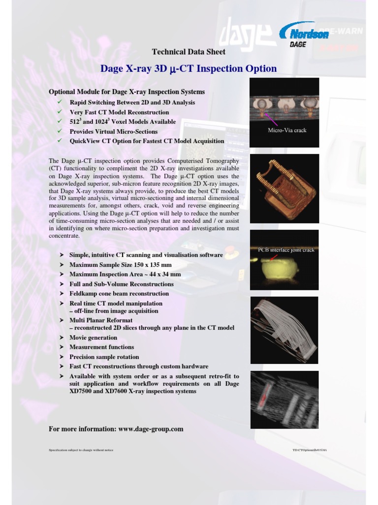 Dage X-ray 3D CT Inspection Module | PDF | Ct Scan | Imaging