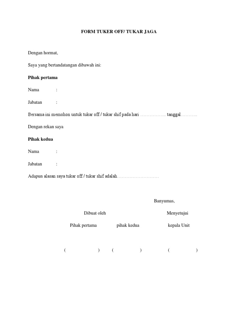 Form Tuker Off | PDF