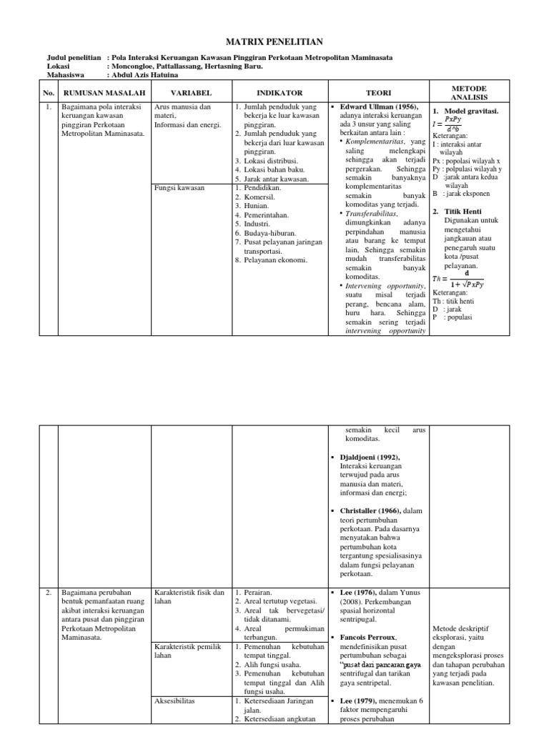 Matrix Penelitian | PDF