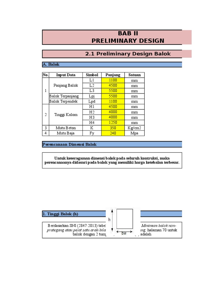 Preliminary Design of Beam Dimensions | PDF
