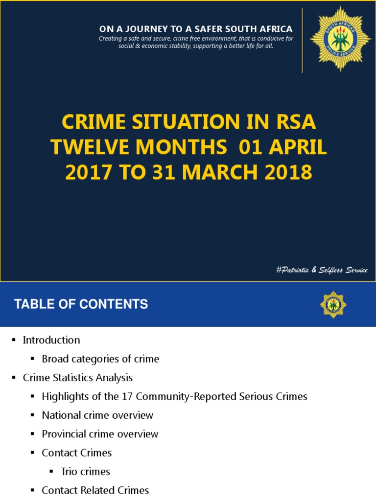 South Africa Crime Statistics Overview 2018 | PDF | Crime & Violence ...