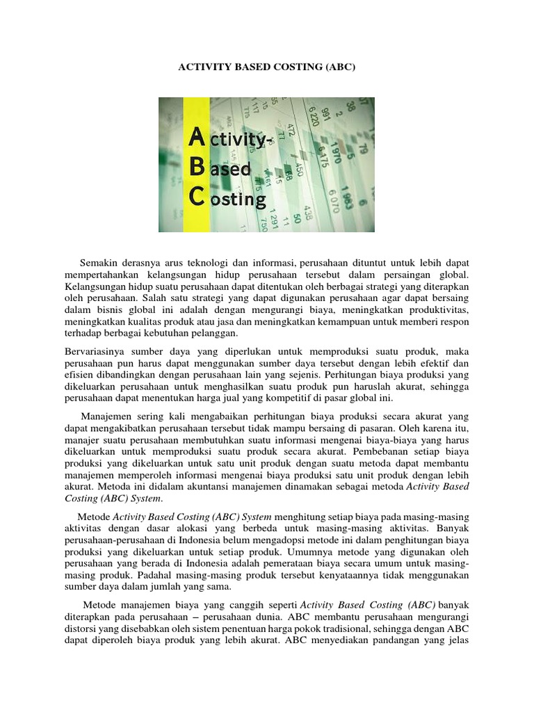Activity Based Costing | PDF