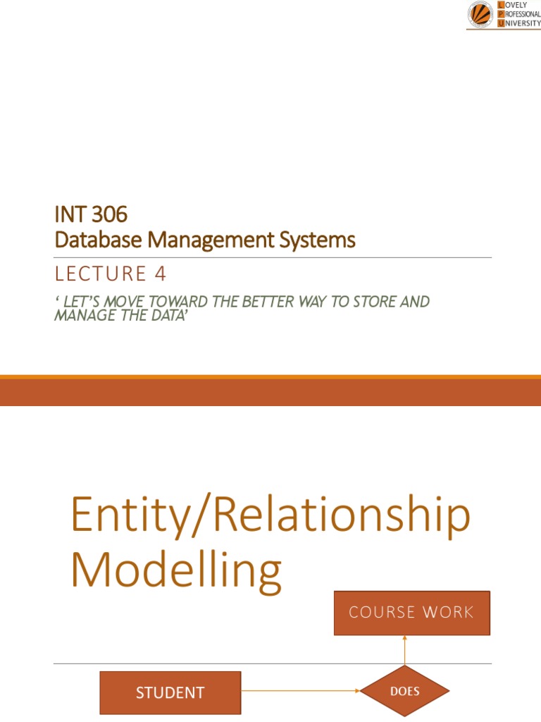 INT 306 Database Management Systems: Let'S Move Toward The Better Way To Store and Manage The ...