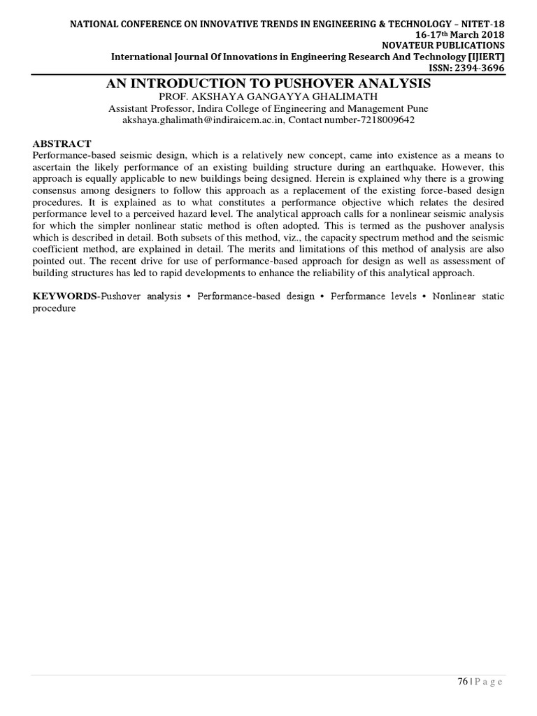 Introduction to Pushover Analysis | PDF