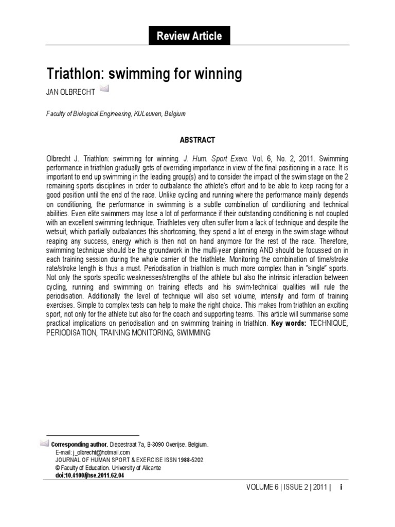 Olbrecht Study Swimming | PDF | Aerobic Exercise | Triathlon