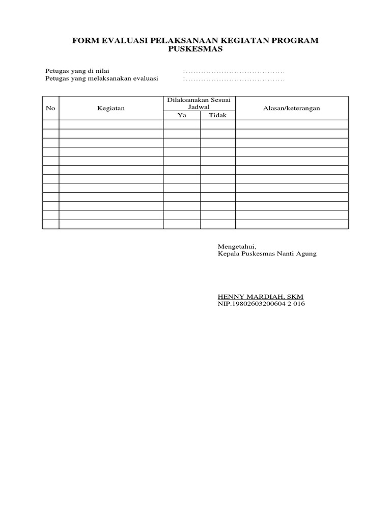 Evaluasi Program Puskesmas | PDF