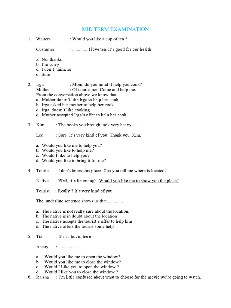 Mid Term Exam Preparation | PDF