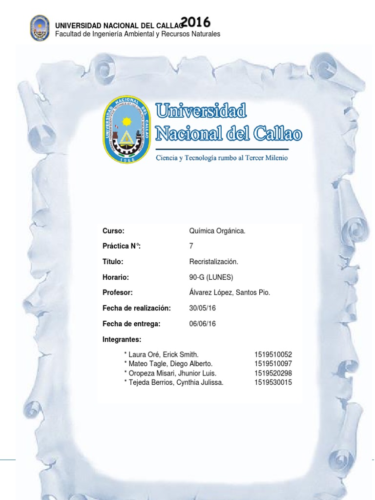 Química Orgánica Informe n7 | PDF | Cristalización | Química