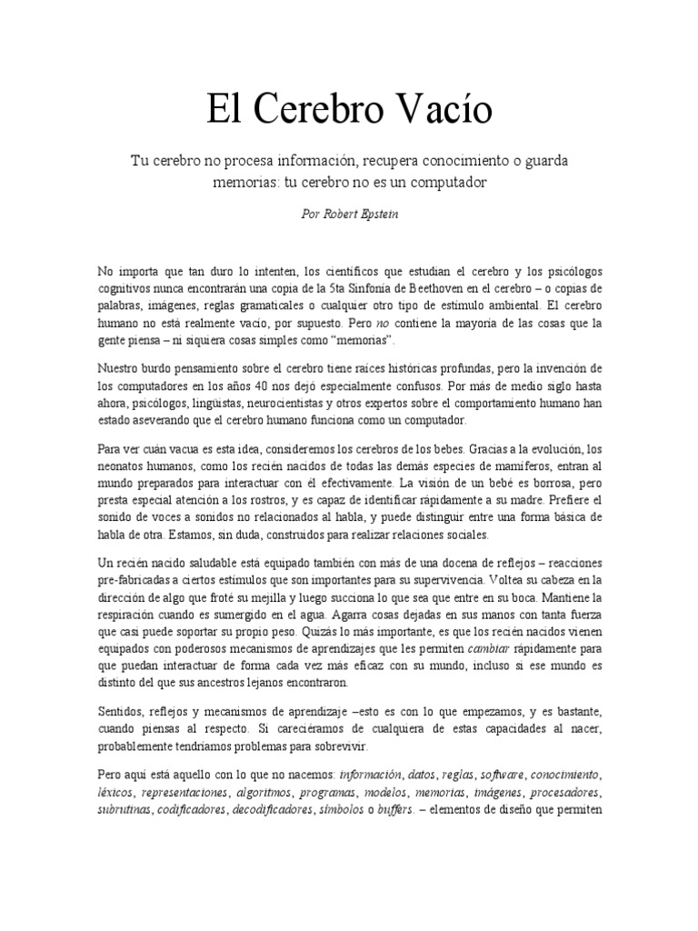 El Cerebro Vacio | PDF | Memoria | Cerebro