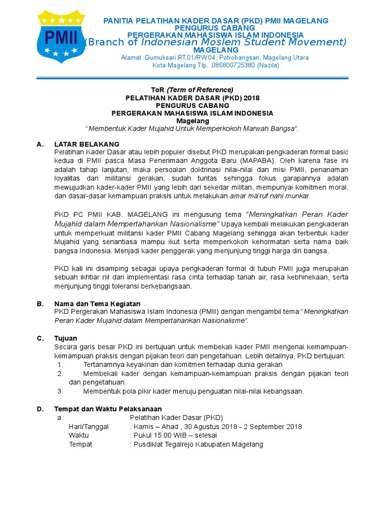 Tujuan dan Tema PKD PMII Magelang | PDF | Karier & Perkembangan