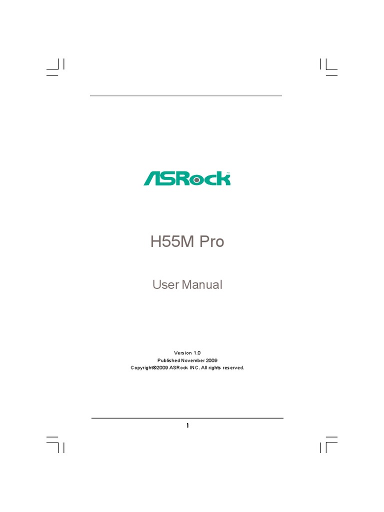 H55M Pro: User Manual | PDF | Bios | Hdmi