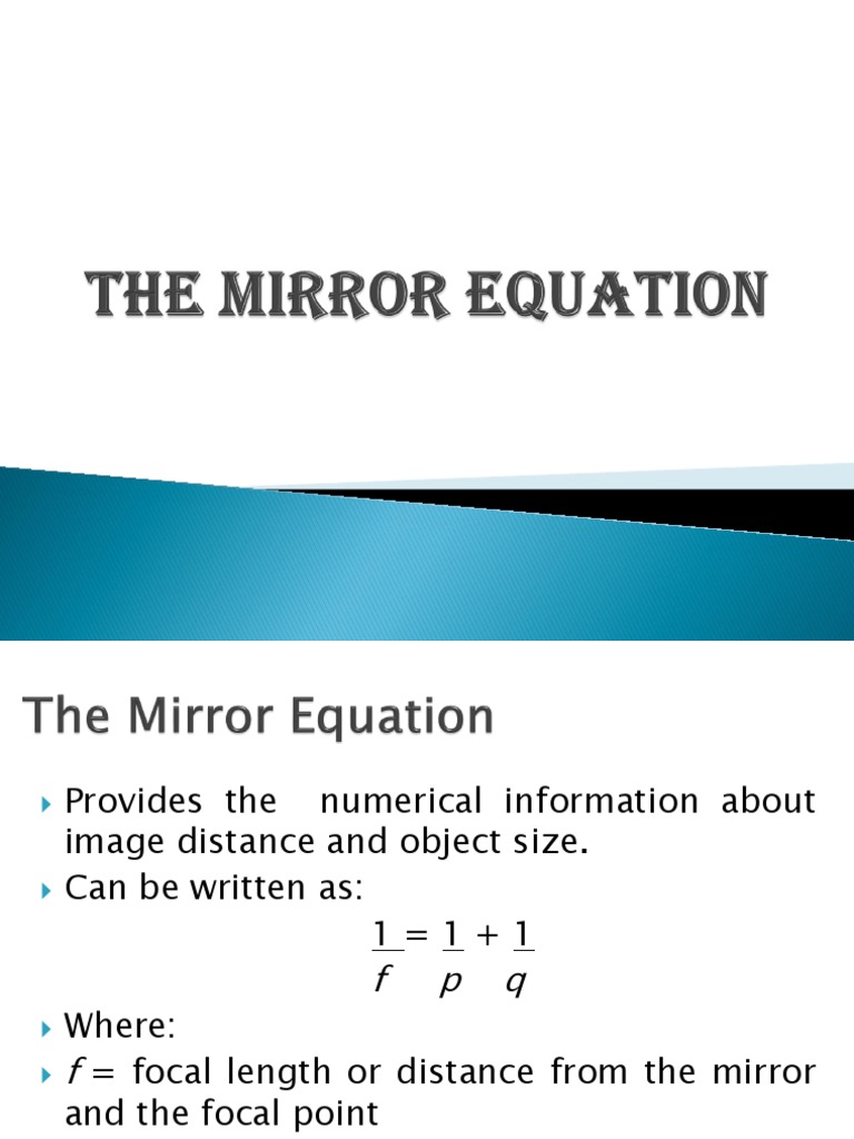 The Mirror Equation | PDF | Glass Applications | Equipment
