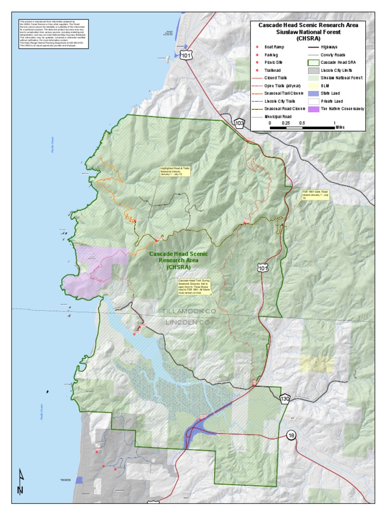 Map of Cascade Head Region | Trail | Business