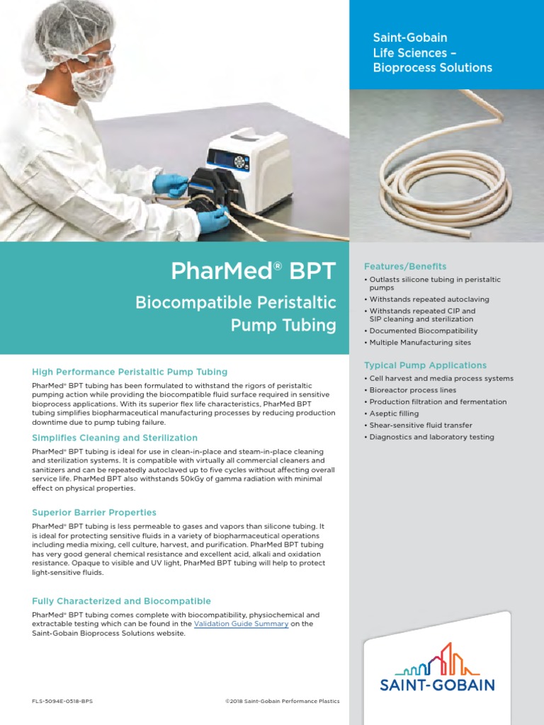 Data Sheet - Pharmed® BPT Biocompatible Peristaltic Pump Tubing PDF ...