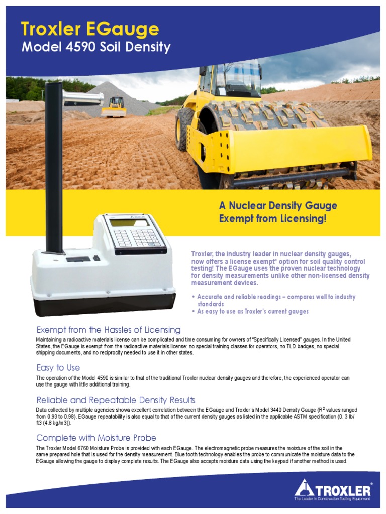 Troxler EGauge 4590: License-Exempt Density Measurement | PDF ...