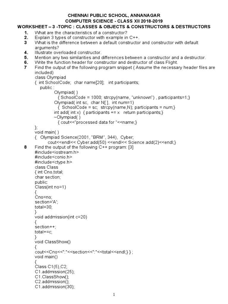 Classes&Objects Constructors | PDF | Constructor (Object Oriented Programming) | Programming