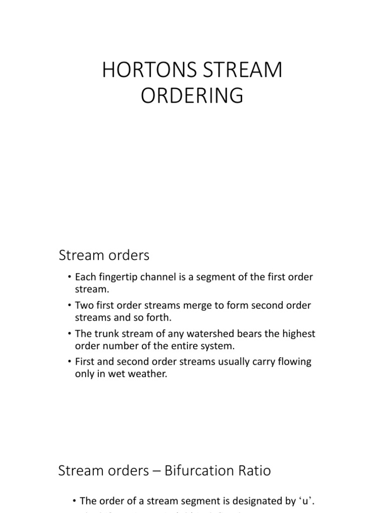 Hortons Stream Ordering | PDF | Stream | Drainage Basin