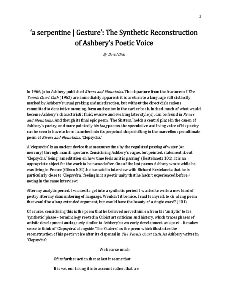 On John Ashbery's Poetic Voice | PDF | Poetry | Consciousness
