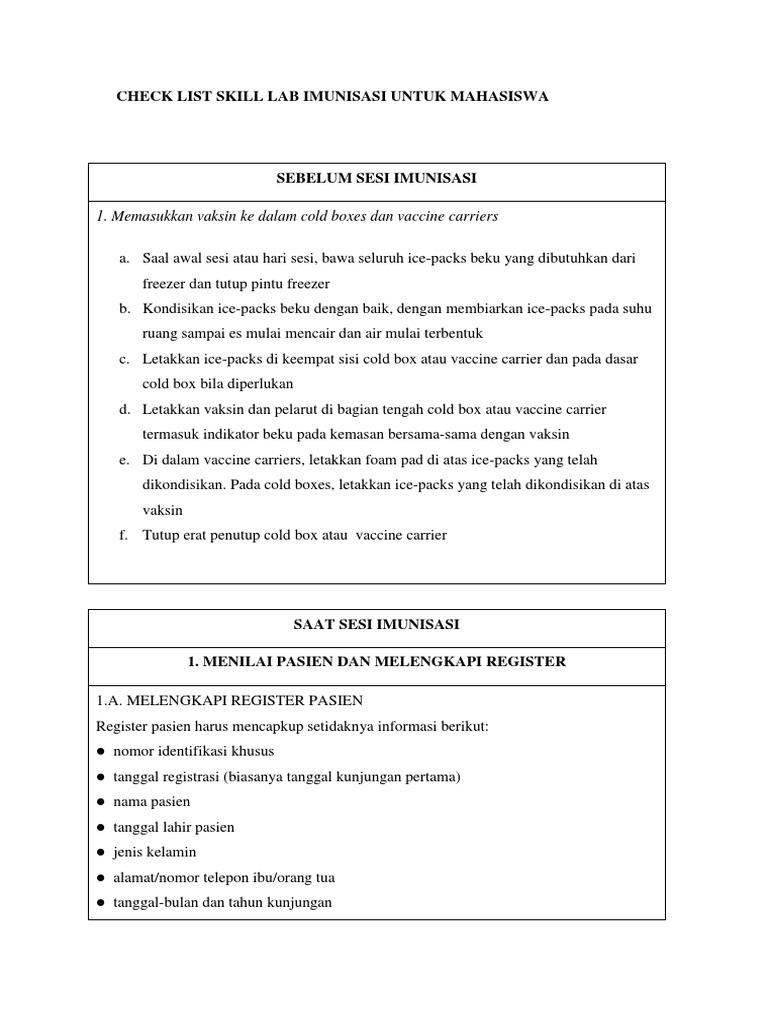 Checklist Skill Lab 2018 | PDF | Self-Improvement | Science & Mathematics