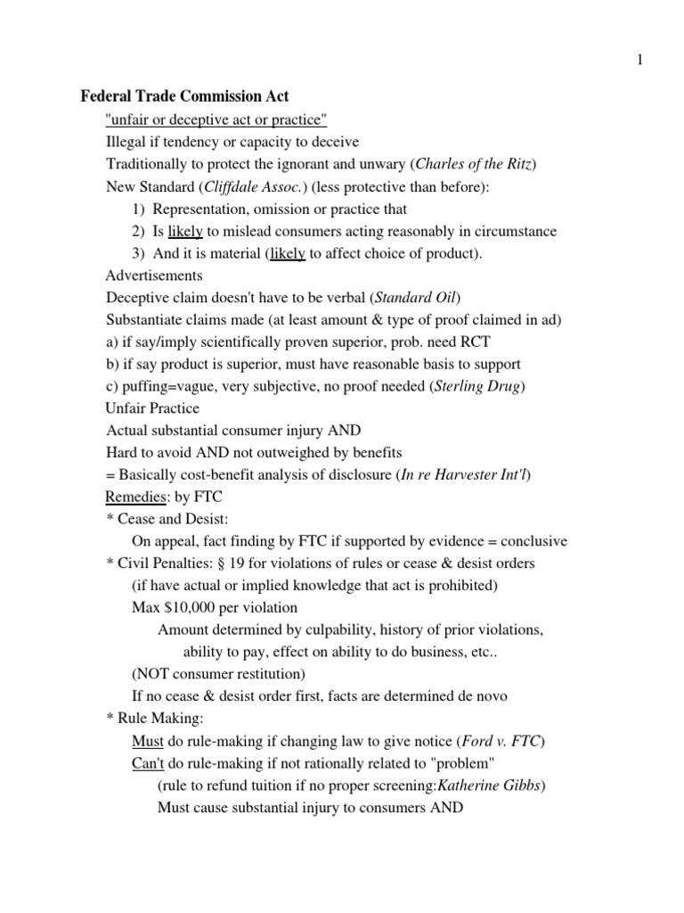 Consumer Protection Outline | PDF | Credit Card | Federal Trade Commission
