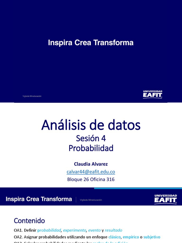 Resumen Probabilidad Eafit Analisis de Datos | PDF | Probabilidad | Estadísticas
