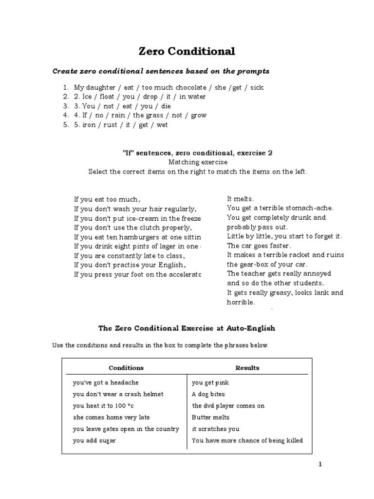 Zero Conditional Exercises | PDF | Nature