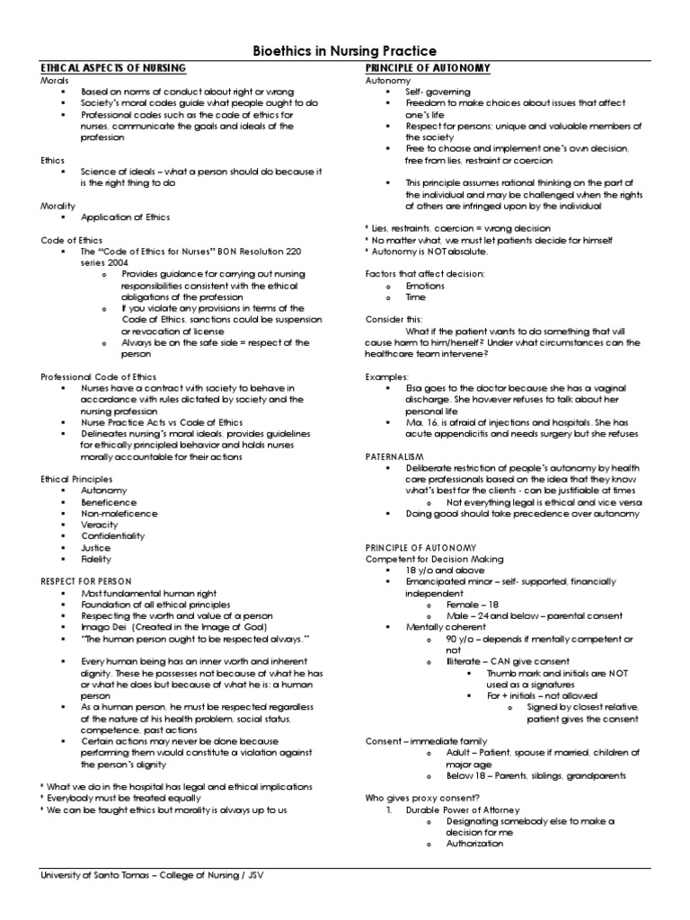 Bioethics in Nursing Practice PDF | PDF | Autonomy | Medical Record