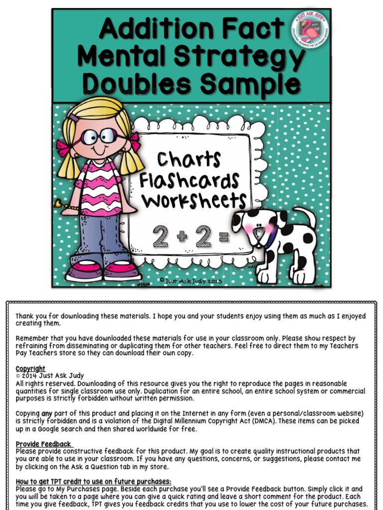 Addition Fact Strategy Doubles Free Sample | PDF | Communication ...